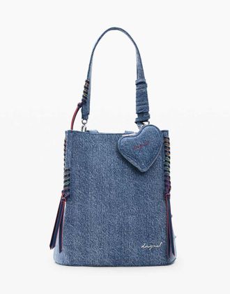 Desigual Petit sac &agrave; dos en jean avec coeur - Bleu