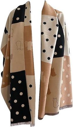 GFM CTSHL1 Ch&acirc;le pashmina pour femme Imprim&eacute; chats au toucher cachemire pour lautomne et lhiver, Ctshl-p-noir, L