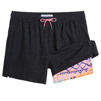 Maamgic Herren Badehose mit Kompression Badeshorts 2 in 1 | 14cm Innenl&auml;nge Schnelltrocknend l&auml;ssige Swim Shorts Kurz Boardshorts mit Innenhose Rei&szlig;verschluss