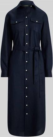 Lauren Ralph Lauren Schmales Midi Hemdblusenkleid aus reinem Leinen