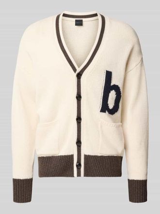 Bugatti Strickjacke aus Woll-Mix mit V-Ausschnitt