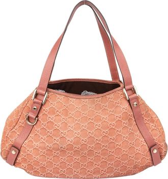 Gucci Crossbody Bags - Gucci Pink Suede Monogram Abbey Handbag - Gr. unisize - in Gold - für Damen