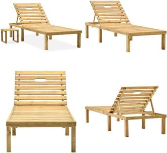vidaXL Vidaxl - Garten-Sonnenliege mit Tisch Kiefernholz Impr&auml;gniert - Gartenliege - Sonnenliege - Kiefernholz - Outdoor M&ouml;bel - Balkonm&ouml;bel - Home & Living