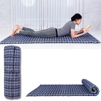 Leewadee Kapok Rollmatte - Handgefertigte Schlaf- & Relax Faltmatte aus Thailand, vielseitig als G&auml;stebett, Campingmatte, Yogamatte oder Futon nutzbar, 190 x 1