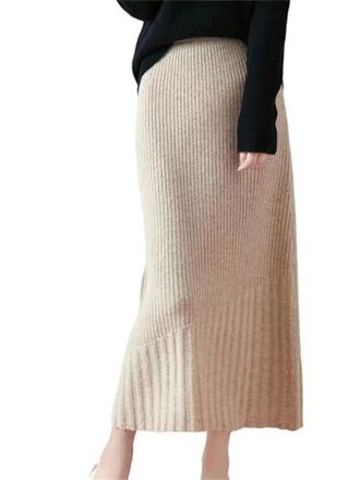 Generic Jupe dhiver en laine mérinos pour femme, taille élastique, jupe trapèze, F, XXL