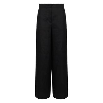 Max Mara Leinenhose mit Seitentaschen - - Trousers - Damen - Schwarzk - S