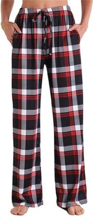 Generic Bas de Pyjama Femme Long Pantalon de Pyjama à Carreaux Pantalon de Nuit Confortable Pantalon de Loisirs avec Taille élastique Ample Pas Cher Nightwear