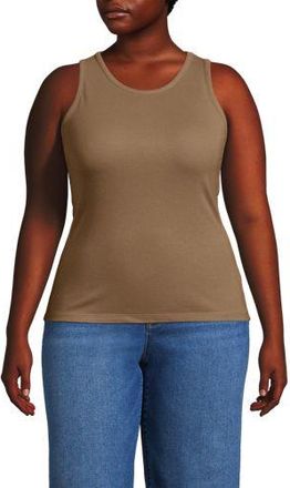 Lands End &Auml;rmelloses, geripptes Top, Damen, Gr&ouml;&szlig;e:52-54 plus, Beige, Elasthan/Viskose/Viskose-Mischung, by Lands End