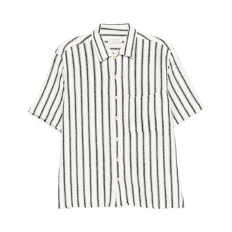 Tintoria Mattei Homme, Chemises, Blanc, Taille: XL Chemise &agrave; Manches Courtes et Rayures Verticales