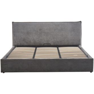 DRAWER Lit coffre en velours c&ocirc;tel&eacute; 180x200cm - Gris - Cama