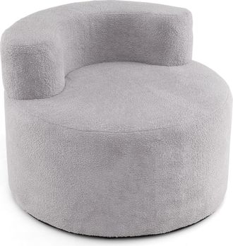 Costway GOPLUS Einzelsofa rund, Sofa 82cm mit weichem Teddyfleece & geschwungener R&uuml;ckenlehne, bequemer Einzelsessel mit abnehmbarem Bezug, Sofasessel f&uuml;r Woh