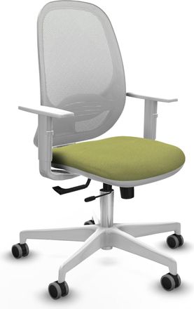 Piqueras y Crespo Drehbarer Stuhl mit wei&szlig;en Armlehnen, h&ouml;henverstellbare Lendenwirbelst&uuml;tze, ausgestattet mit Syncro/Traslack und Schneideschaum, Wei&szlig;/Olivgr&uuml;n