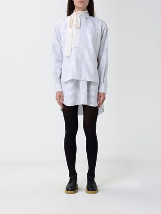 sacai Mini-robe chemise ray&eacute;e &agrave; double &eacute;paisseur asym&eacute;trique