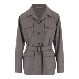 Tagliatore Woll-Kaschmir-Jacke mit G&uuml;rtel - - Jackets - Damen - Grau - 2XS