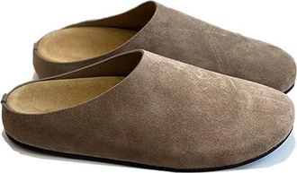 Generic Sabots pour femme &agrave; bout rond en cuir avec semelle int&eacute;rieure et soutien de la vo&ucirc;te plantaire, confortables et d&eacute;contract&eacute;s, sabots dautomne en daim 