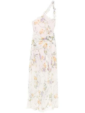 Blumarine robe longue &agrave; fleurs - Blanc