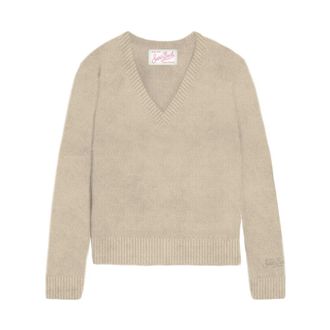 MC2 Saint Barth V-Ausschnitt Strickware - - Knitwear - Damen - Beige - M