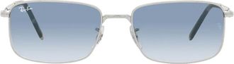 Ray-Ban Rechteckige Sonnenbrille mit silbernem Rahmen und blauen Gl&auml;sern - - Accessories - unisex - Grau - 57 MM