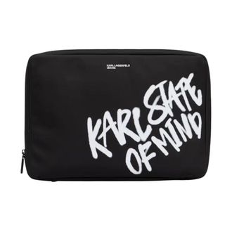 Karl Lagerfeld Pochette pour ordinateur portable avec citation imprim&eacute;e - Homme - Sacs - Noir - Taille: ONE Size