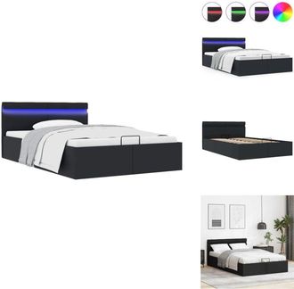 vidaXL Bett mit Bettkasten Hydraulisch led Kunstleder 120x200 cm - Doppelbett - Stauraumbett - Kunstlederbett - LED-Bett - Boxspringbett