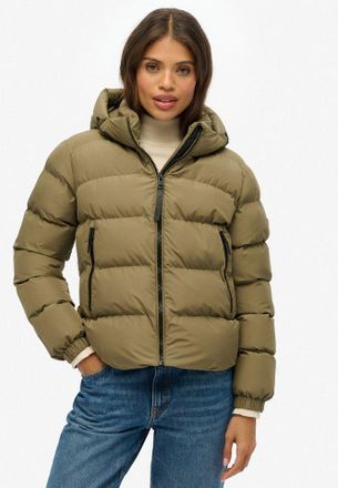 Superdry Steppjacke HOODED SPORTS PUFFER JACKET Kunstfaser, relaxed fit