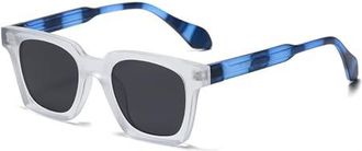 Generic Lunettes de soleil vacances monture carr&eacute;e tendance UV400 hommes et femmes lunettes de soleil quotidiennes personnalis&eacute;es(Blue)