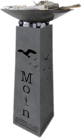 Gilde Metallständer Schalenständer Moin mit Möwen Höhe ca. 95cm, Schalendurchmesser ca. 46cm