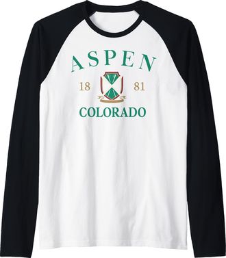 Trendy Apparel Aspen Colorado 1881 Sheild Crest Emblem Raglan