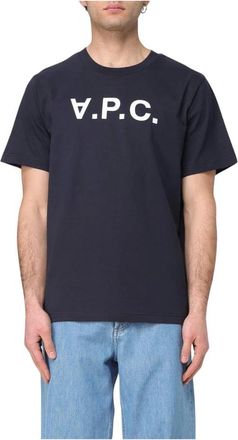 A.P.C. A.p.c., Homme, Tops, Bleu, Taille: XL Logo TShirt Classic Tee