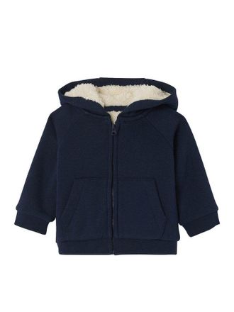 Vertbaudet Strickjacke Baby Cardigan mit Kapuze und Teddyfleece-Futter