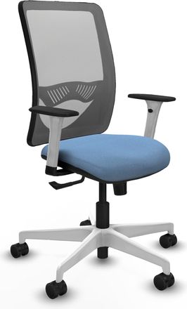 Piqueras y Crespo Blauer Schreibtischstuhl Zulema mit wei&szlig;en und schwarzen Armlehnen, h&ouml;henverstellbare Lendenwirbelst&uuml;tze, ausgestattet mit 3 Positionen und Schneidsch