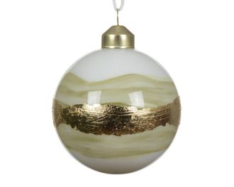 Kaemingk Weihnachtskugeln Glas 8cm x 3 St&uuml;ck Marmor Optik mit Goldrand Christbaumkugeln Weihnachtsbaumkugeln f&uuml;r Weihnachten - Christbaumschmuck & Weihnachtsba