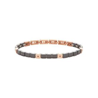 Breil Ceramic Brick TJ3271 Bracelet pour homme en acier rose et k&eacute;ratine orn&eacute; de pierres de zircone cubiques Longueur 17 cm, argent&eacute;, 17 cm