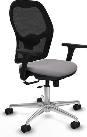 Piqueras y Crespo Stuhl f&uuml;r lange Arbeitsstunden mit 3D-Armen, h&ouml;henverstellbare Lendenwirbelst&uuml;tze, ausgestattet mit Syncro/Traslack und injiziertem Schaum, Schwarz/Gr