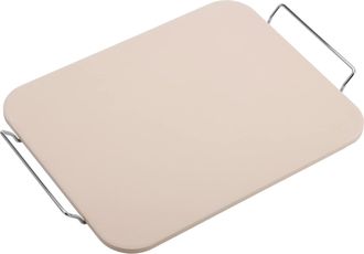 Westmark Pizzastein, Eckig, 38 x 30 cm, Mit Untersatz, Keramik, Beige/Silber, 32422260