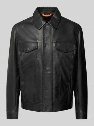 Boss Orange by Hugo Boss Lederjacke mit Brustpattentaschen Modell Jocruz