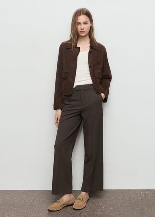 Mango Gerade geschnittene Cropped-Hose mit mittlerer Bundhöhe khaki - Damen - 34 - MANGO