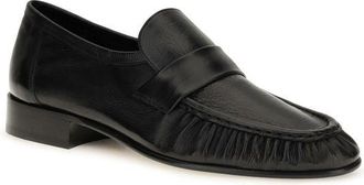 The Row Pleated Calf Leather Loafer - Black
