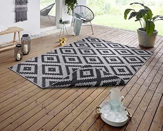 Northrugs In- und Outdoor Teppich Malta 120x170cm - Wendeteppich Wetterfest Modernes Geometrisches Muster Teppich für Balkon Terrasse Garten Wintergarten Wohnzi