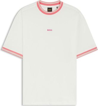 HUGO BOSS T-Shirt aus Baumwolle mit farbigen Kontrastb&uuml;ndchen in