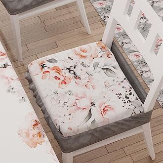 Petti Artigiani Italiani Kissen f&uuml;r K&uuml;chenstuhl, mit Gummizug, 6 St&uuml;ck, Kissenbez&uuml;ge aus Mikrofaser mit Gummiband, Stuhlbez&uuml;ge mit Feder, Blumenmuster, 17, 100% Made in Italy