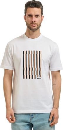HUGO BOSS Homme, Tops, Blanc, Taille: M T-shirt Ligne Noire