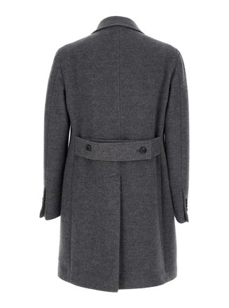 Tagliatore Mens Grey Double-Breasted Wool And Cashmere Coat Virgin