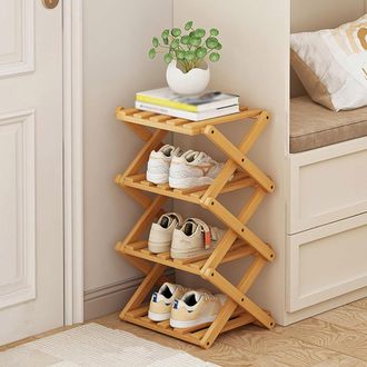 Generic Mehrst&ouml;ckiges Vertikales Schuhregal for Schlafsaal, Faltbarer Schuhst&auml;nder, Schuhorganizer aus Bambus for Eingangsbereich und Flur