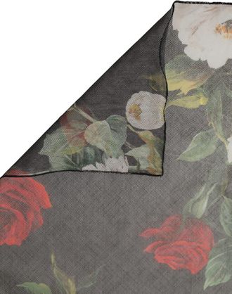 Dolce & Gabbana Floral Print Cotton Shawl Scarf - Black