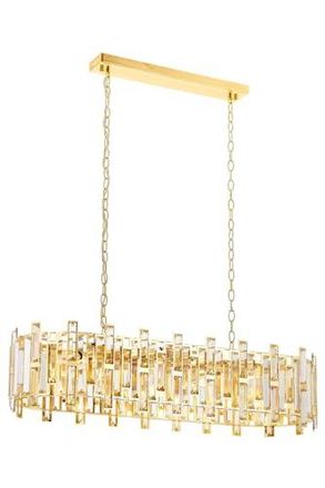 Opviq Elegant Gold Chandelier, Metal Body, 105 cm Height, 90 cm Width, 30 cm Depth | 13 x E14 Max 40W | Modern Glam Design for Hotels & Homes
