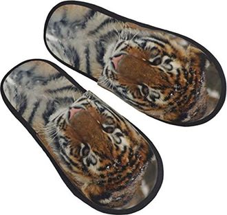 Generic Chaussons Femme Homme Tigre Avec Neige Chaud Chaussons Antid&eacute;rapant Maison Pantoufles Peluche Chaussures Pour Voyager Int&eacute;rieur H&ocirc;tel L