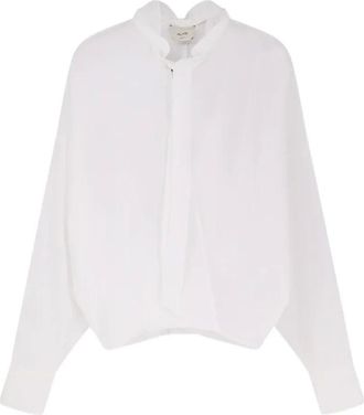 Alysi Femme, Blouses et Chemises, Blanc, Taille: 40 FR Chemise Popeline avec