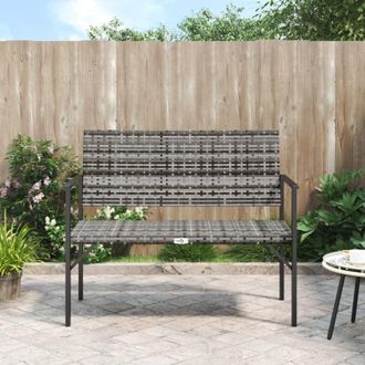 vidaXL Gartenbank 2-Sitzer Grau Poly Rattan - Vidaxl