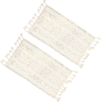 Cabilock 1 Satz Romantische Französische Spitzen Tischläufer Teiliges Landhausstil Tischdecke Und Platzset Weiß Schützend Und Dekorativ Für Hochzeit Festtage U